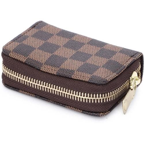 Checkered Leather Wallet – | Unisex | Durable & Stylish